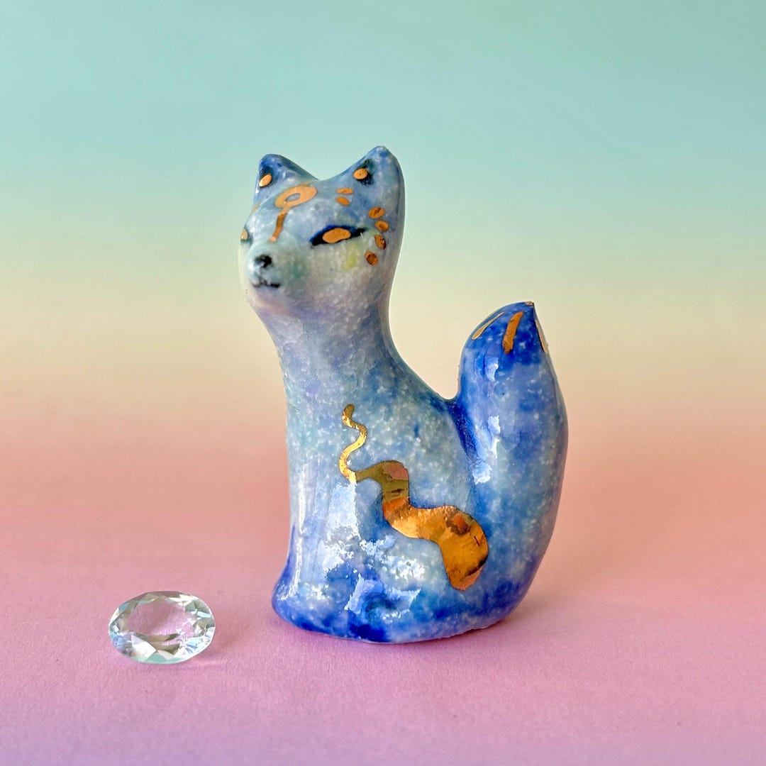 DESK TOTEM KITSUNE - Japanese Fox - Kitsune Raku Ceramic Fox ...