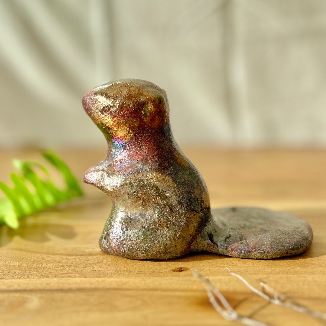 RAKU RAINBOW BEAVER // Beaver Statue Canadian Wildlife Art Ceramic ...