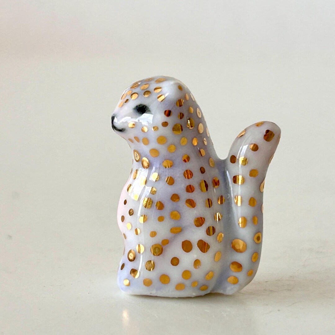 Porcelain MINIATURE CHEETAH With Golden Spots / Collectible Figurine ...