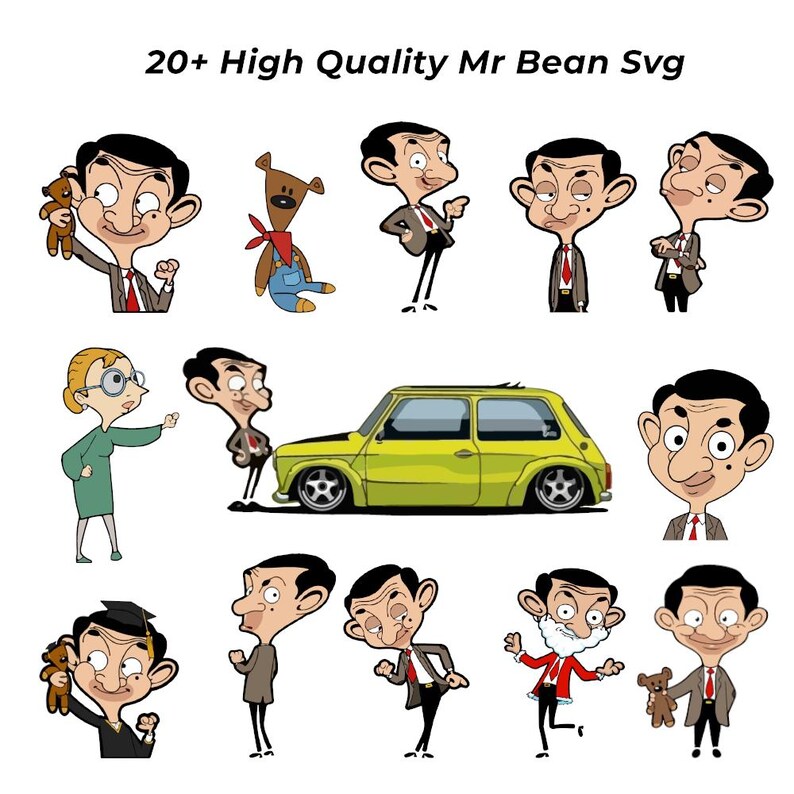20+ Mr. Bean Cartoon SVG, PNG Seamless Pattern – Mr. Bean Teddy for ...