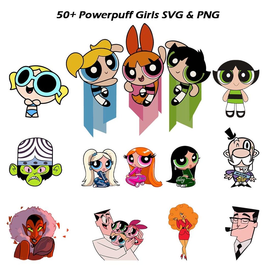 Powerpuff Girls SVG, PNG Bundle | Digital Clipart Set | Powerpuff ...
