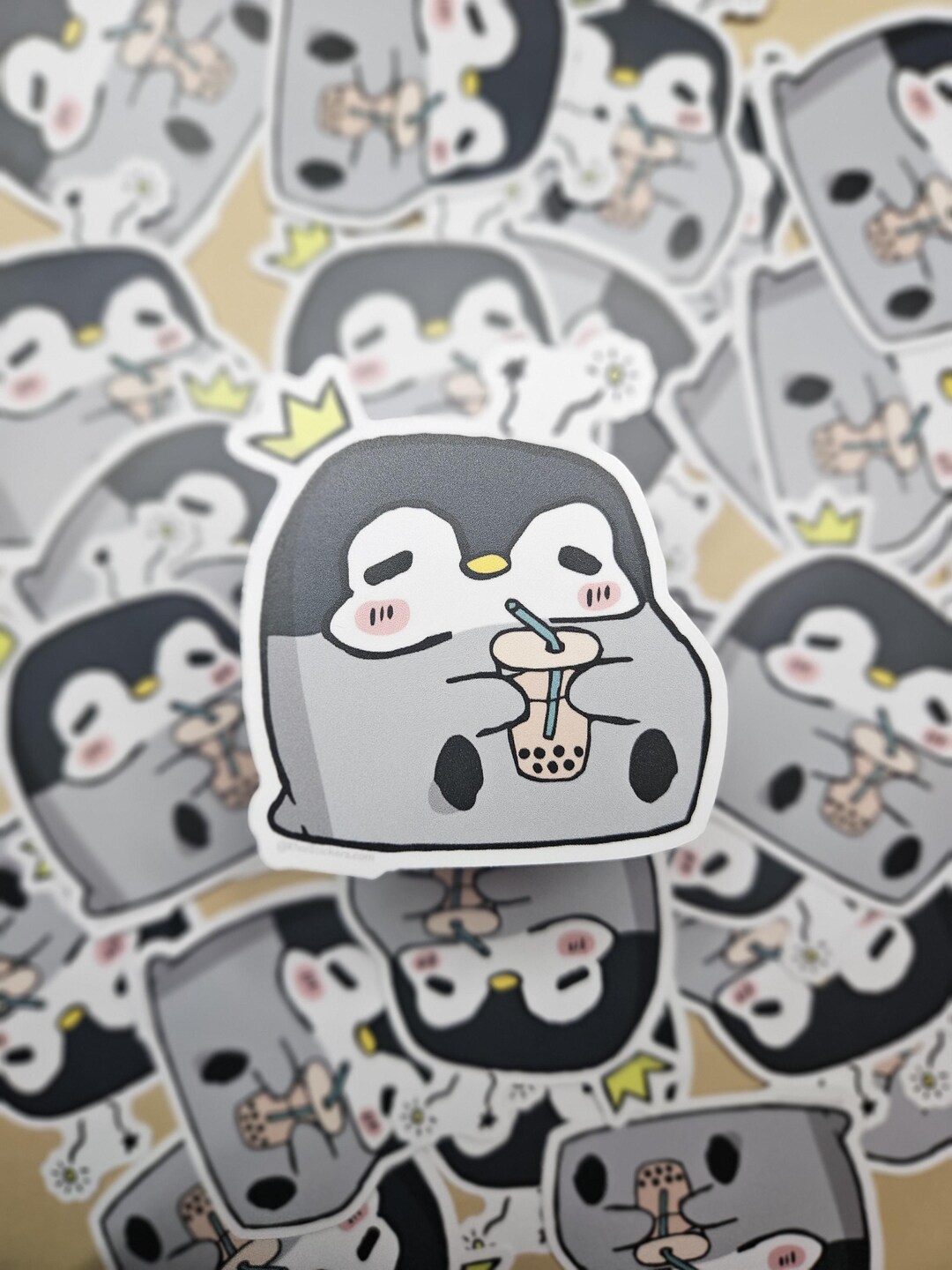 Boba Penguin Animal Sticker - Cute Vinyl Waterproof Decal for Laptop ...
