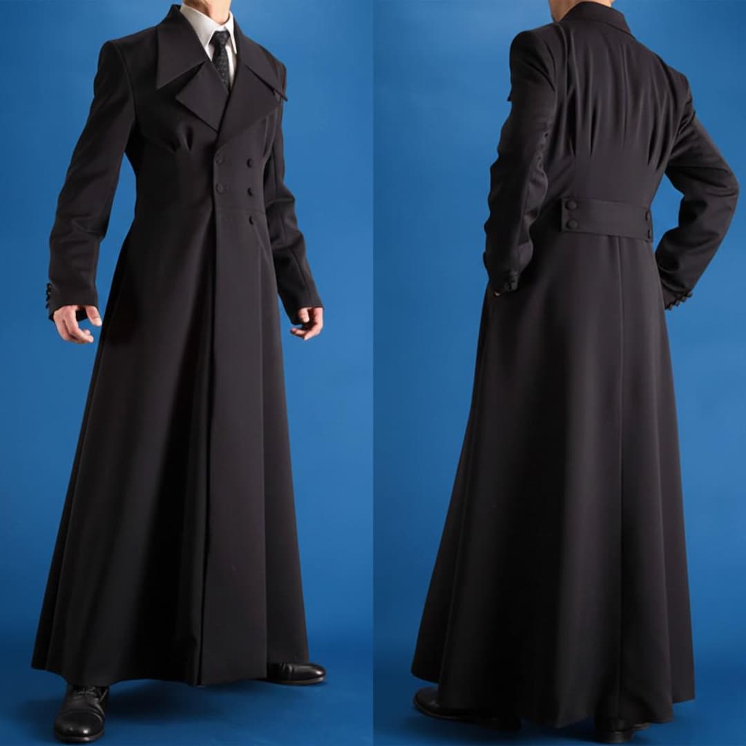 Men's Gothic Handmade Wool Overcoat: Steampunk Double Breasted Long ...