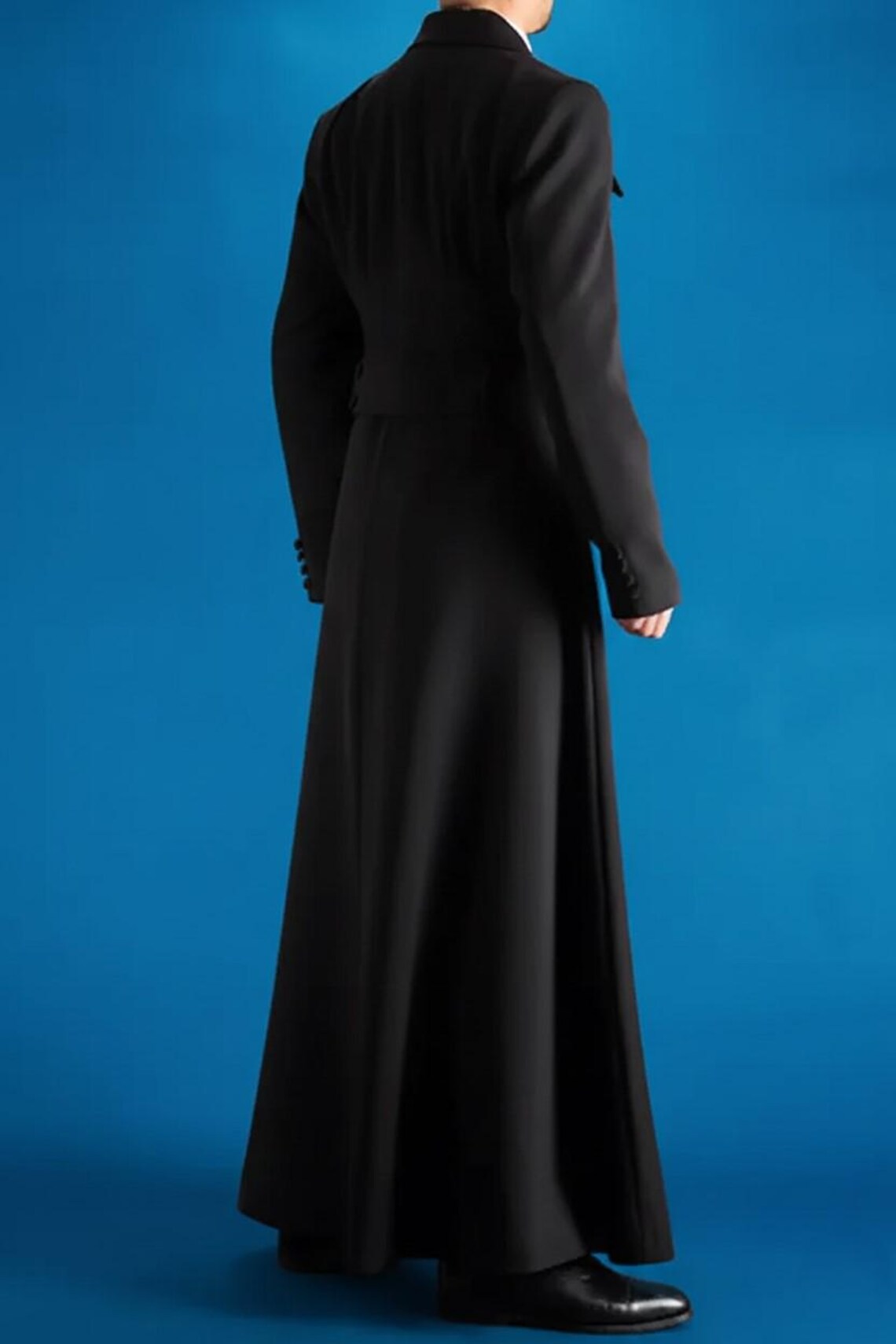Men's Gothic Handmade Wool Overcoat: Steampunk Double Breasted Long ...