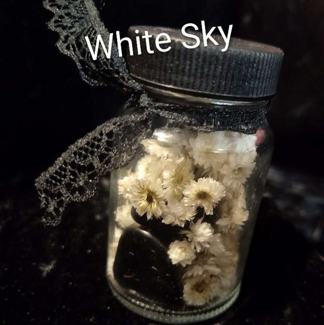 Obsidian & Everlasting Flowers - White Sky - Etsy