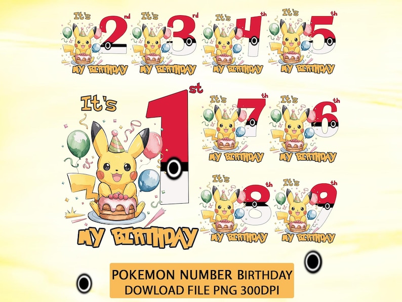 Pokemon Number Birthday PNG, Pikachu Birthday Invite, It’s My Birthday ...