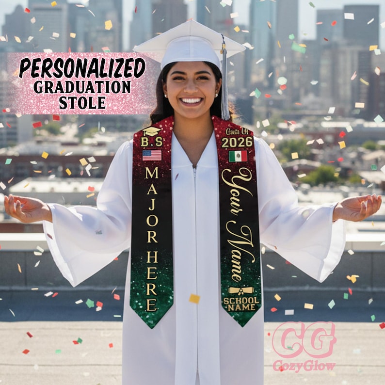 Customized Mexican Graduation Stole, Hispanic Class of 2026 Sash - Etsy