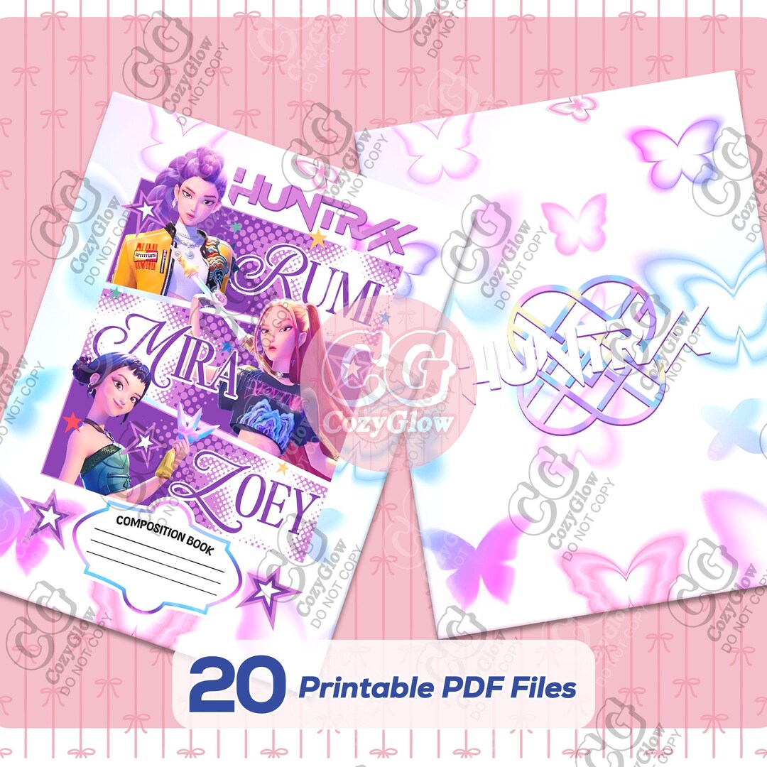 20 Huntrix Composition Notebook Cover PDF Bundle, Kpop Demon Hunters ...