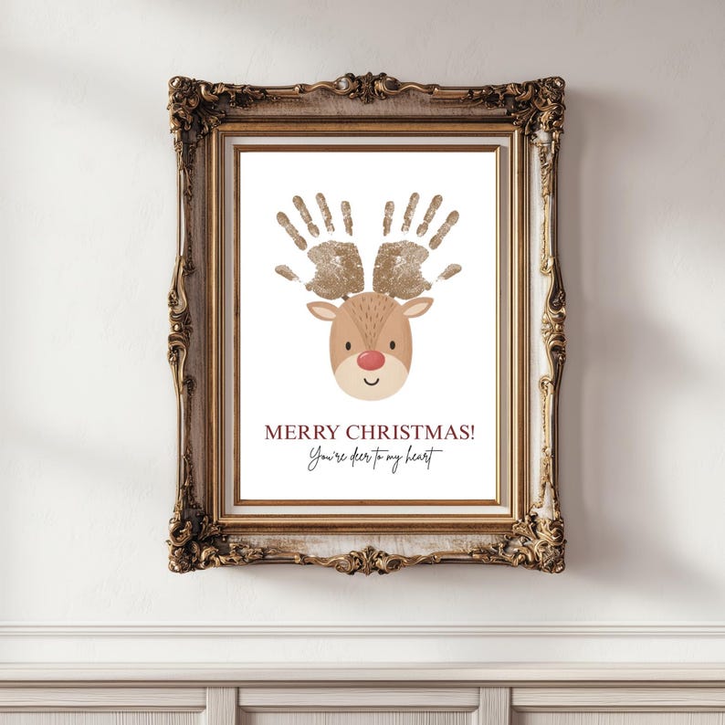 Christmas Craft Printable • Reindeer Handprint Art • Holiday Keepsake ...