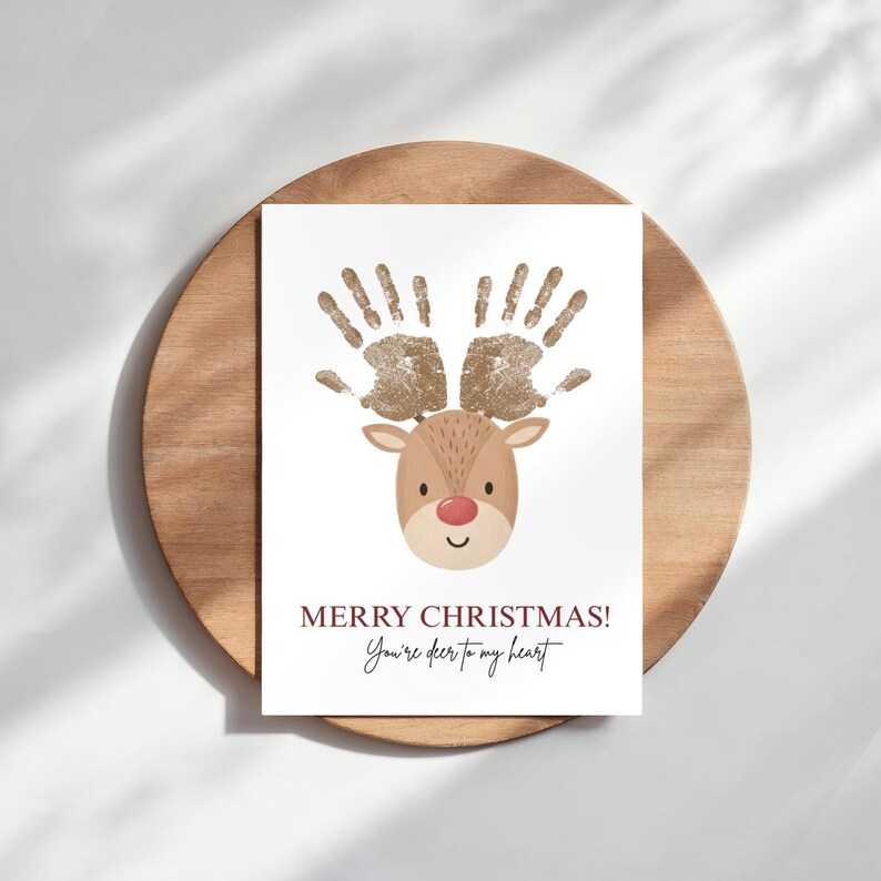 Christmas Craft Printable • Reindeer Handprint Art • Holiday Keepsake ...
