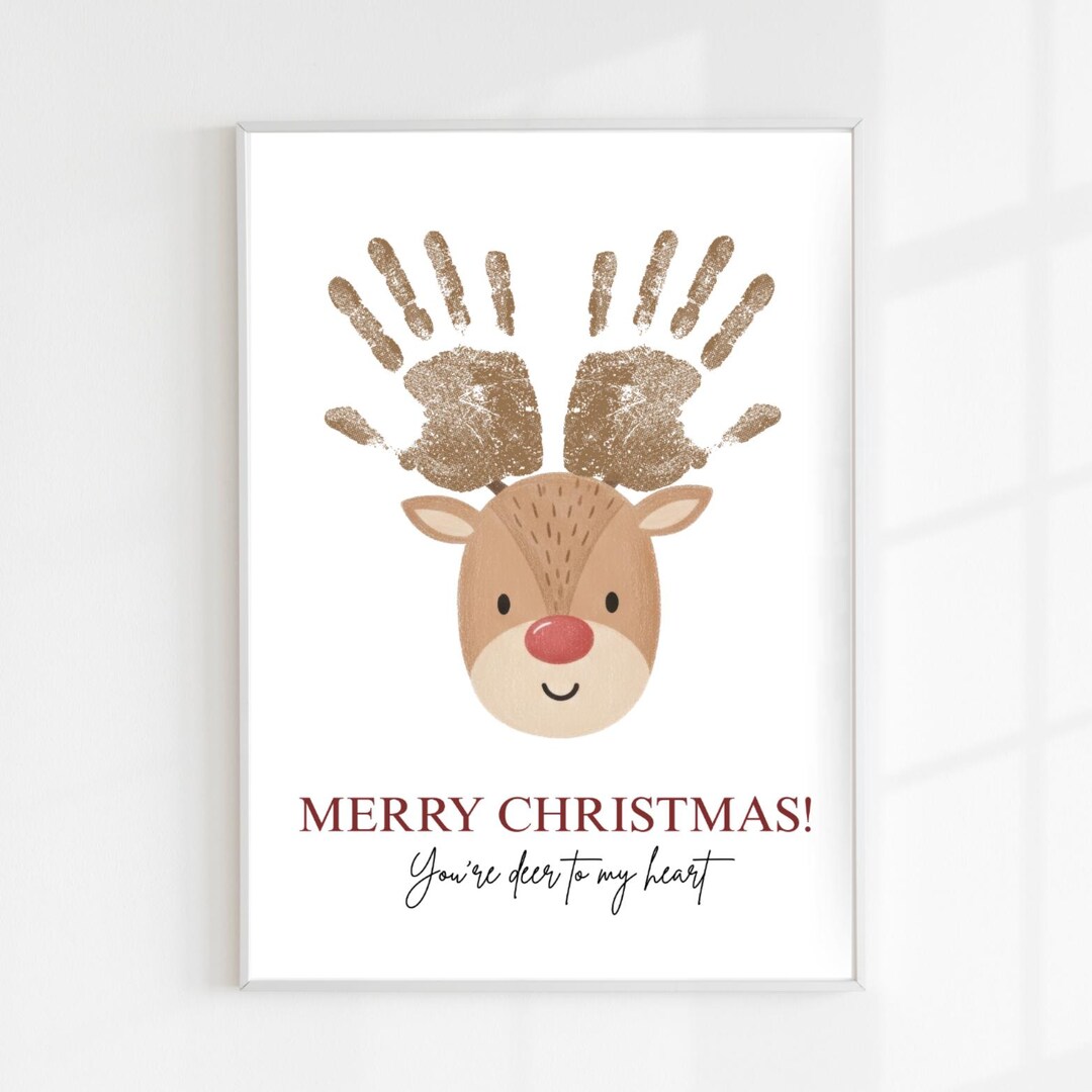 Christmas Craft Printable • Reindeer Handprint Art • Holiday Keepsake ...