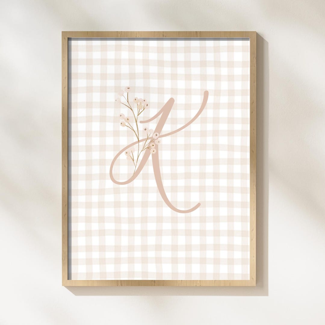 Personalized Girl Initial Print – Pink Floral Monogram Nursery Art ...