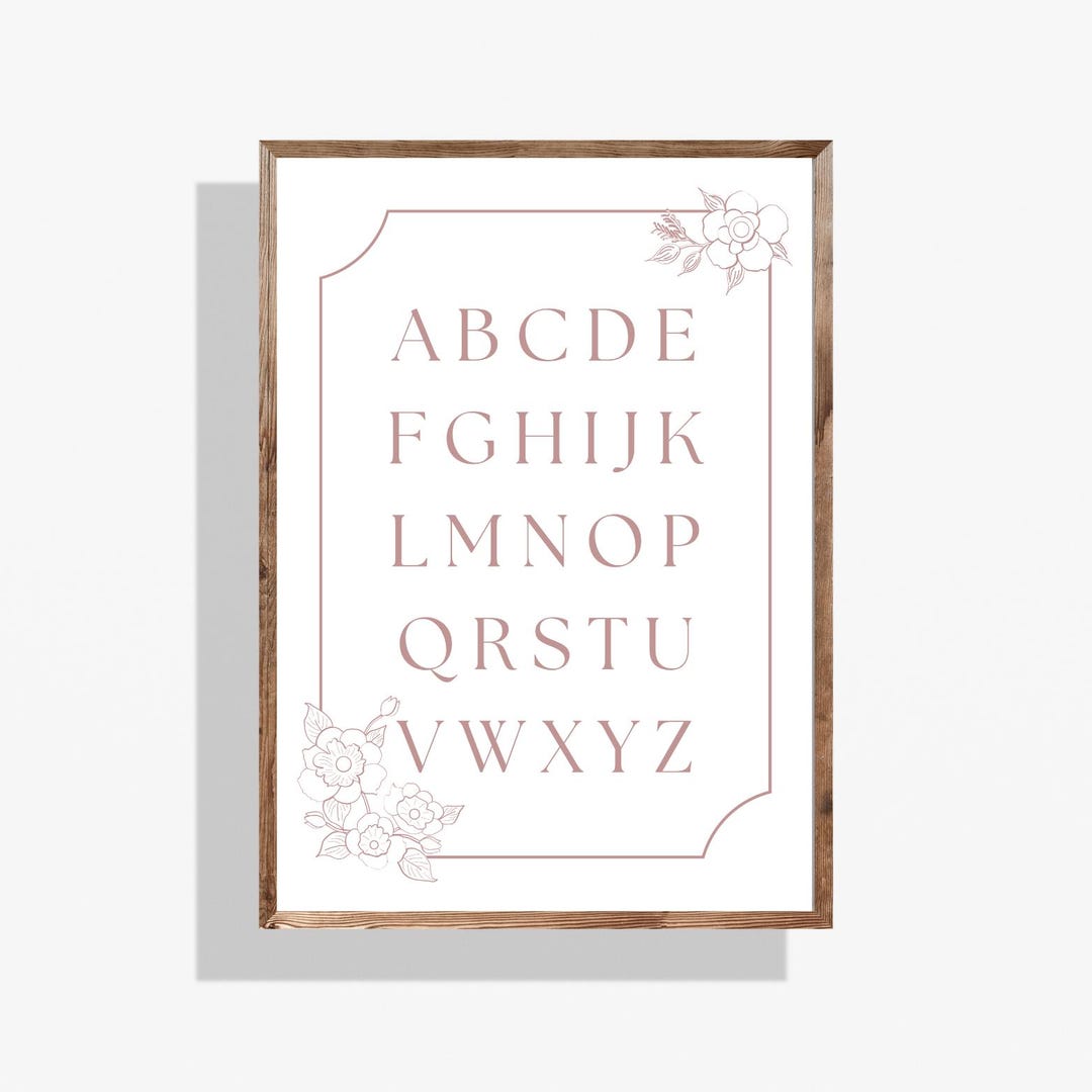 Vintage ABC Poster Print: Sage Green Nursery Alphabet Chart (digital ...