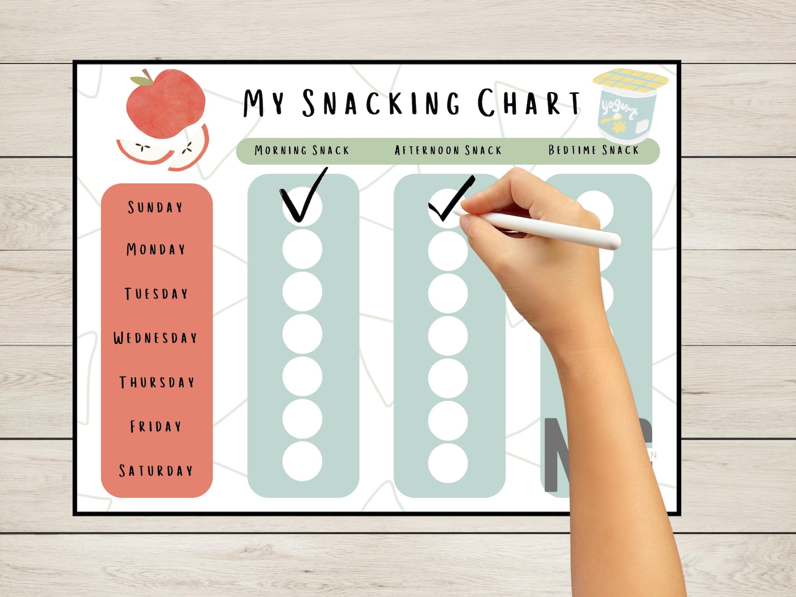 Children's Snack Tracker Printable Toddlers Snack Tracker Snack Chart Daily Snack Tracker Visual ...