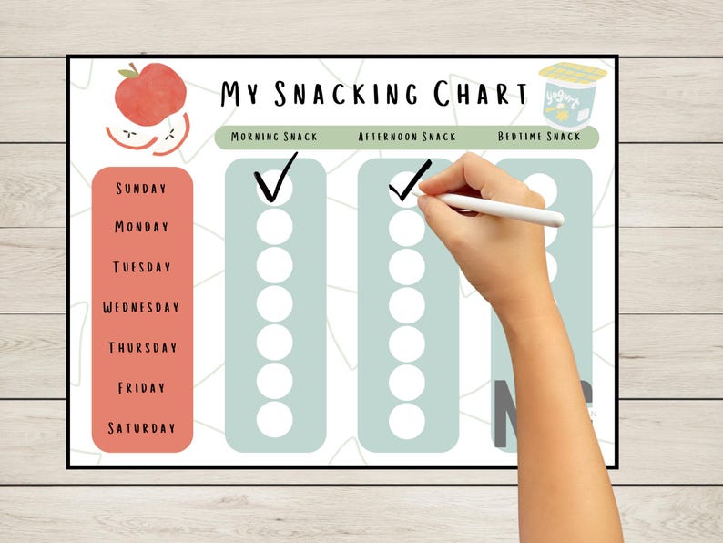 Daily Visual Children S Snack Chart Printable Toddler Snack Tracker