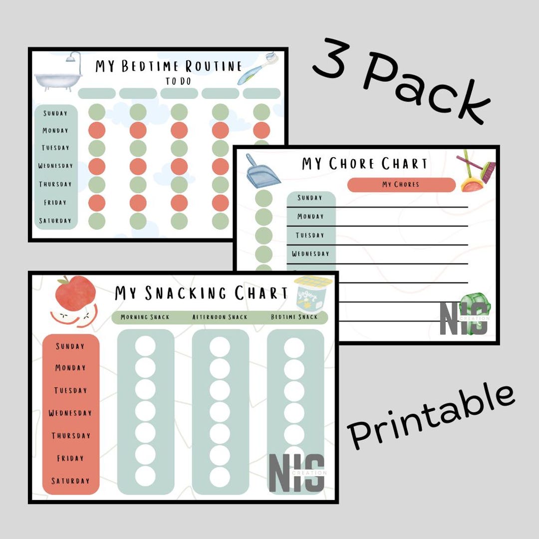 Routine Chart Visual Schedule for Toddlers and Children Bedtime Routine ...