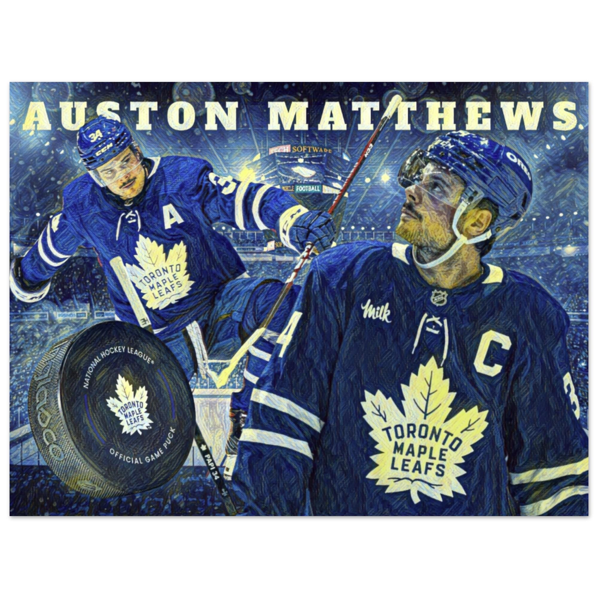 Auston Matthews Toronto Maple Leafs Hockey Poster - Semi-glossy NHL ...