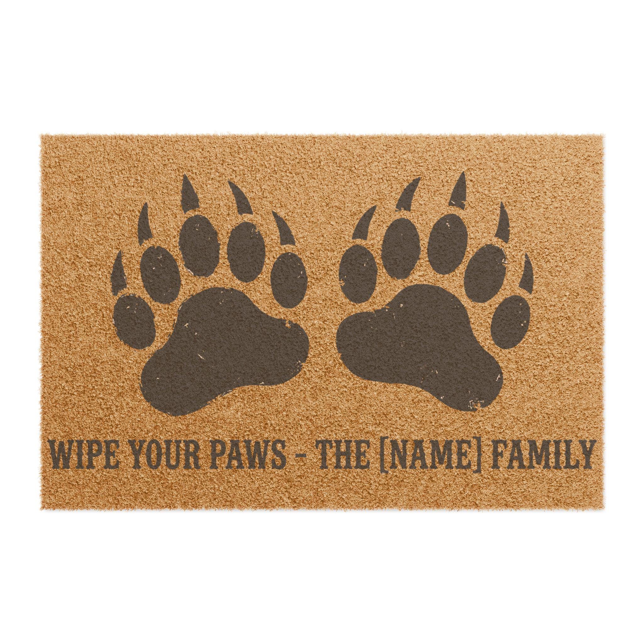 Personalized Bear Paw Doormat, Custom Wipe Your Paws Welcome Mat ...