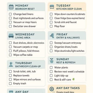 Daily Cleaning Chart, Weekly Chore, Monthly Cleaning Tracker, Cleaning ...