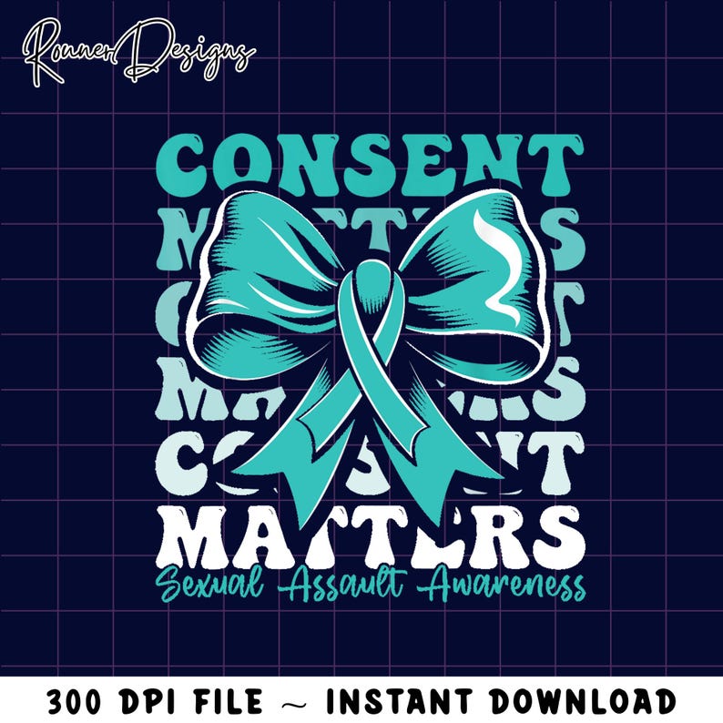 Sexual Assault Awareness Month Png, Coquette Bow Consent Matters Png ...