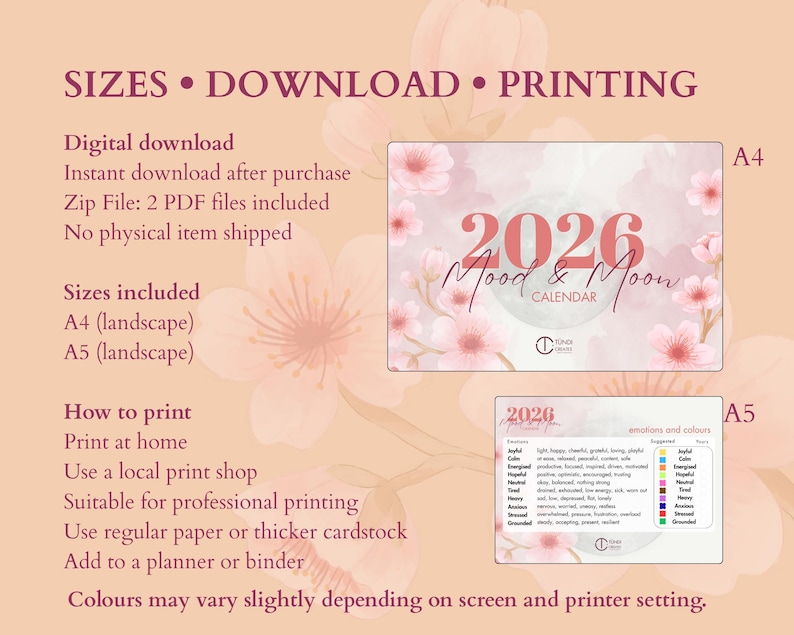 Kalender 2026 zum Ausdrucken | Verfolgen Sie Ihre Emotionen das ganze ...