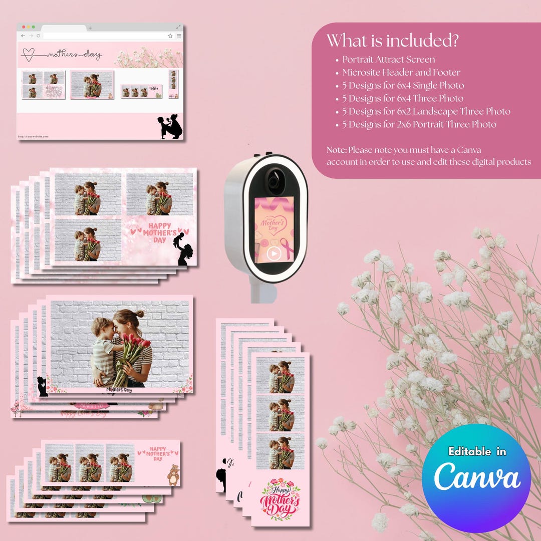 Mothers Day Photo Booth Templates – 6x4 Single, 6x4 Triple Photo, 2x6 ...
