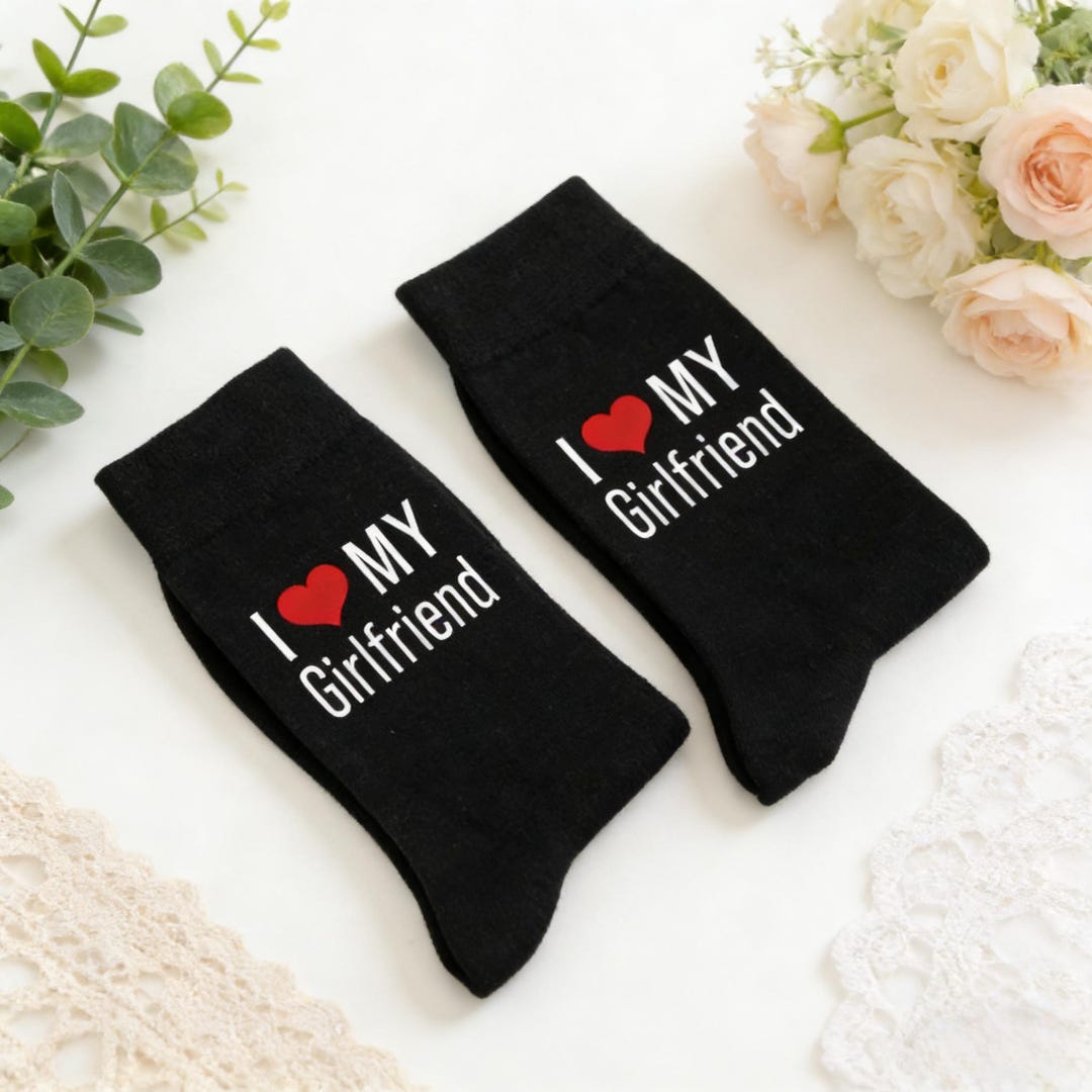 I Love My Girlfriend Custom Couple Socks, Wedding Gift, Valentine's Day ...