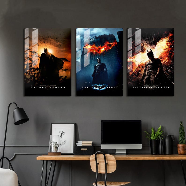 Batman Trilogy Movie Poster Set, the Dark Knight Christopher Nolan Film ...