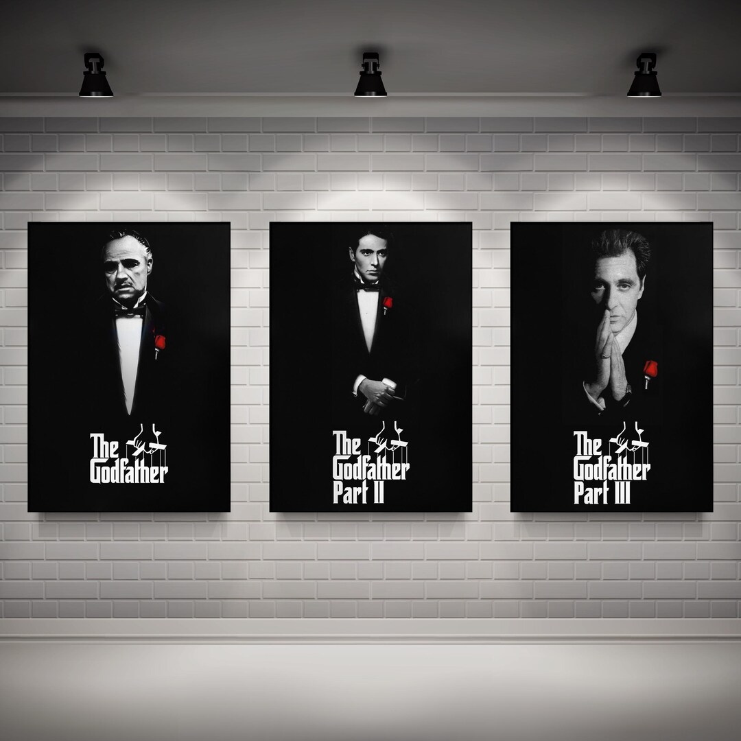 The Godfather Trilogy Movie Poster Set, Brando Cult Film Print Retro ...