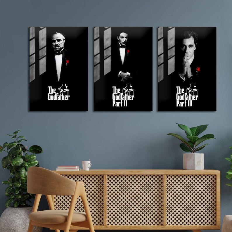 The Godfather Trilogy Movie Poster Set, Brando Cult Film Print Retro ...