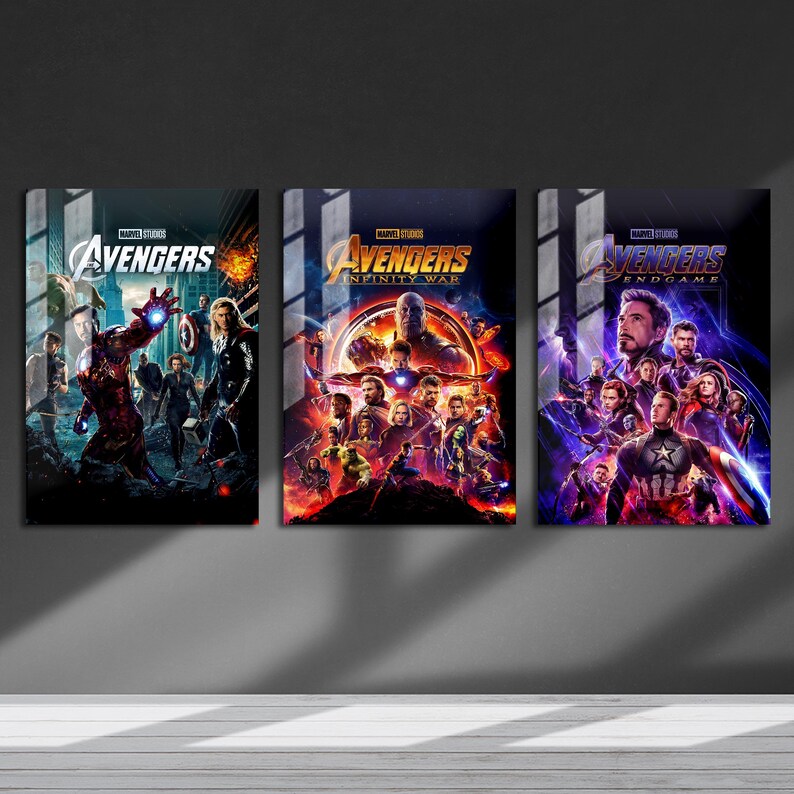 Marvel Avengers Movie Poster Set, End Game Infinity War MCU Superhero ...