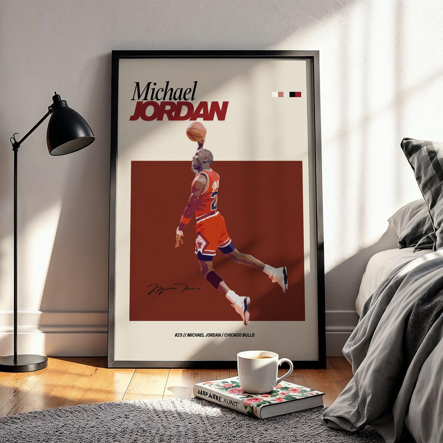 Michael Jordan Portrait Poster, MJ Basketball Wall Art Print, Chicago ...