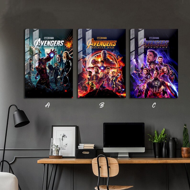Marvel Avengers Movie Poster Set, End Game Infinity War MCU Superhero ...