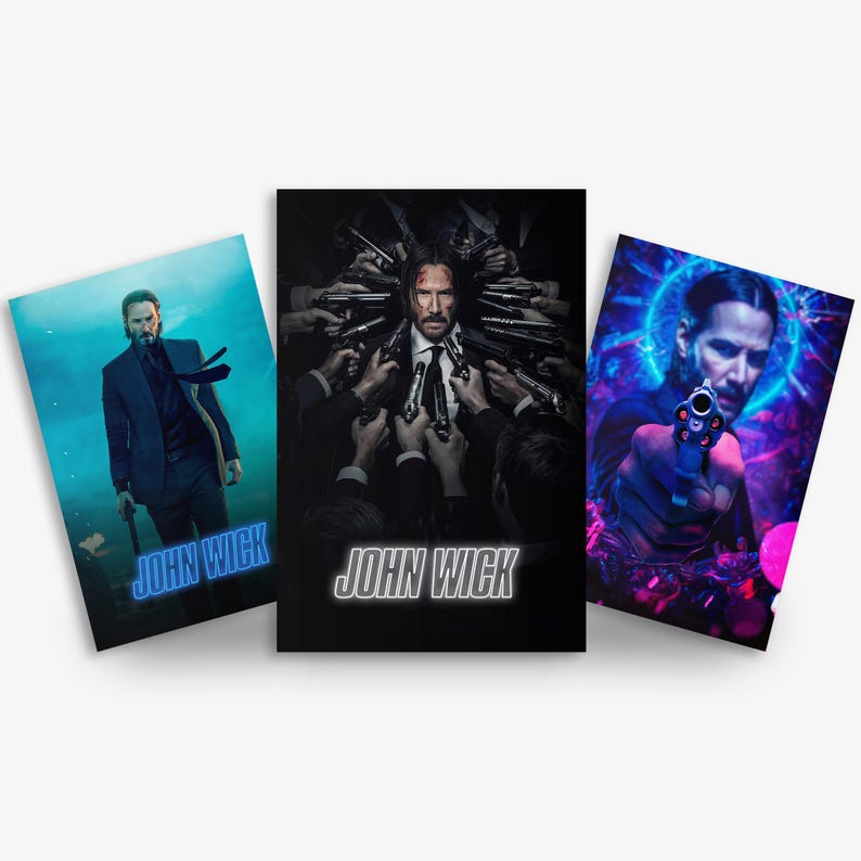 John Wick Trilogy Movie Poster Set, Action Keanu Reeves Wall Art Glossy ...