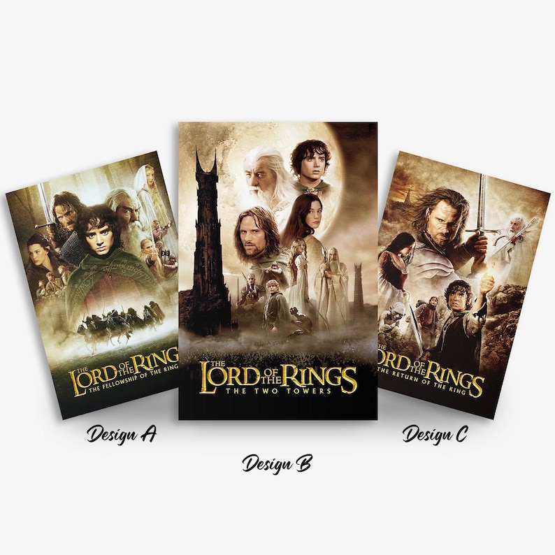 Lord of the Rings Trilogy Movie Poster Set, Fantasy Fellowship of the ...