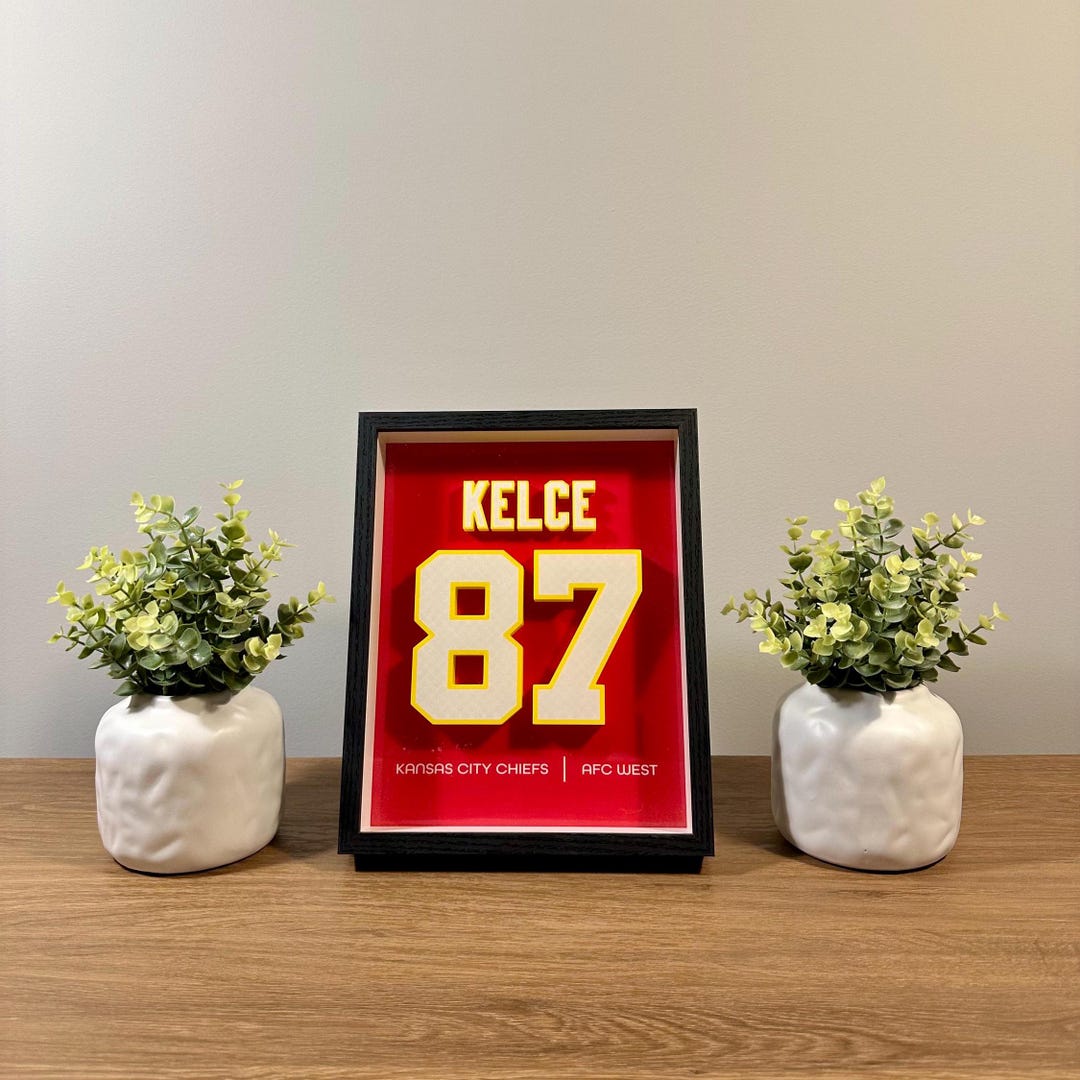 Travis Kelce 3D Printed Art NFL Jersey Frame Football Decor for Desk or ...