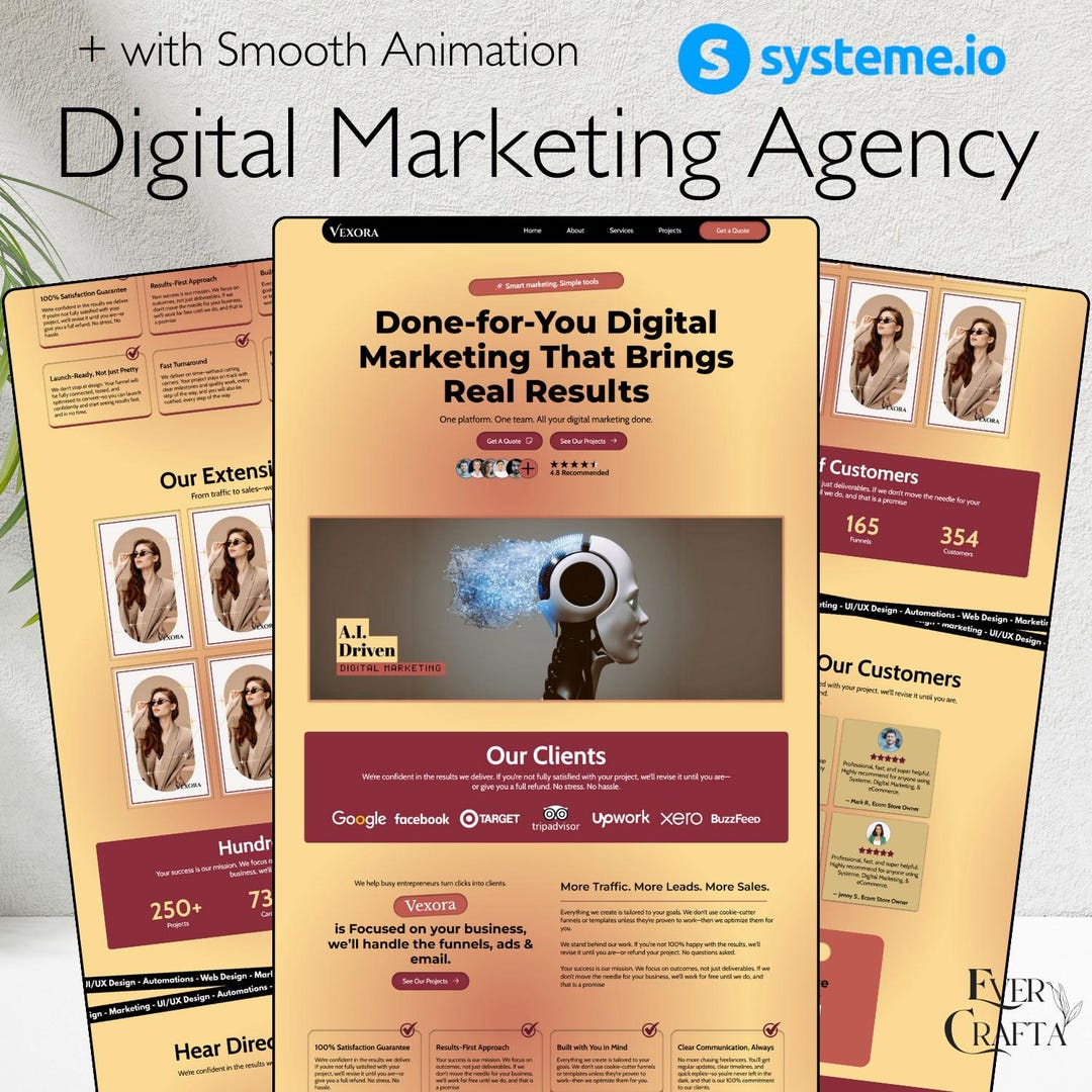 Animated Digital Marketing Agency Funnel: Systeme.io Website Template ...