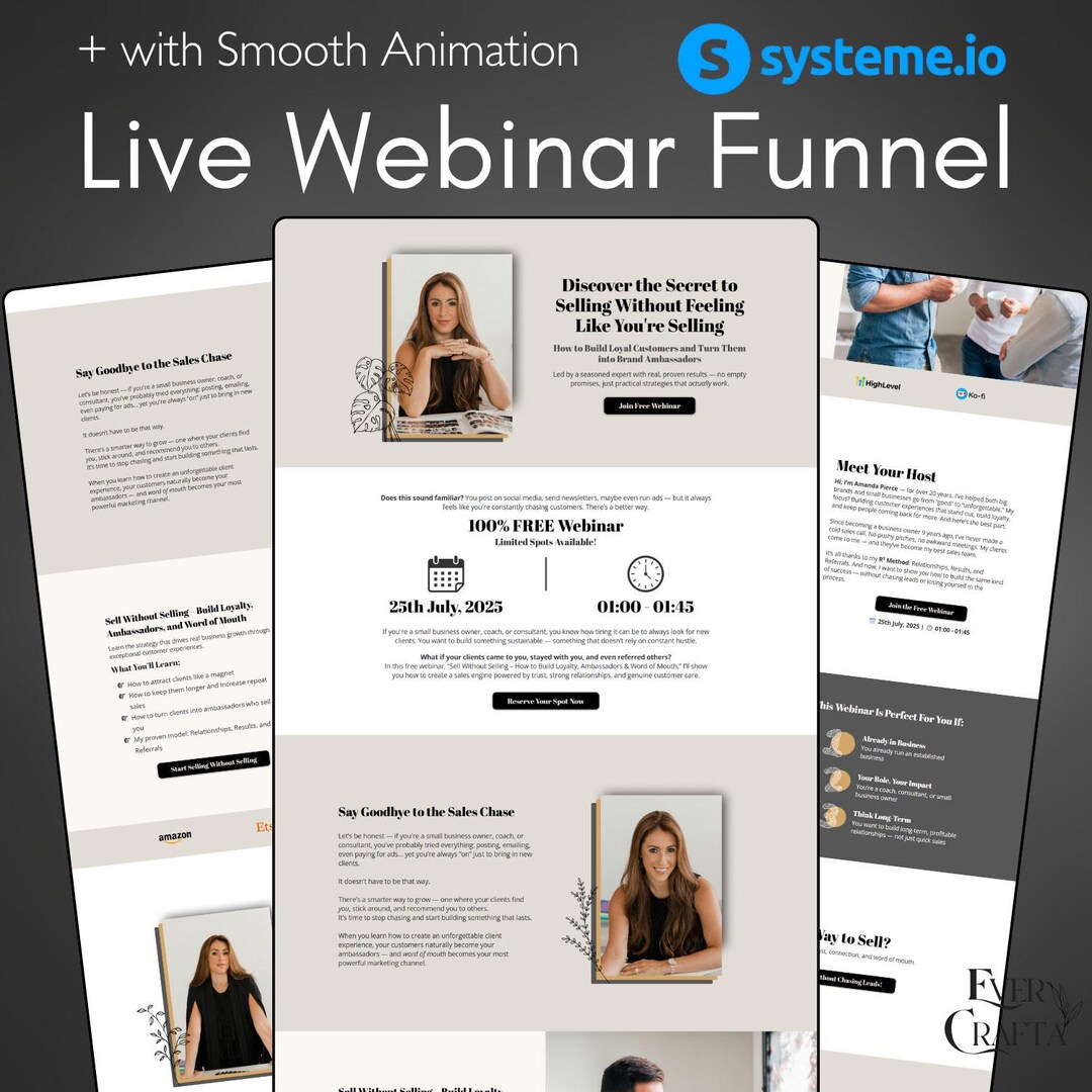 Animated Webinar Funnel: Systeme.io Website Template - Etsy