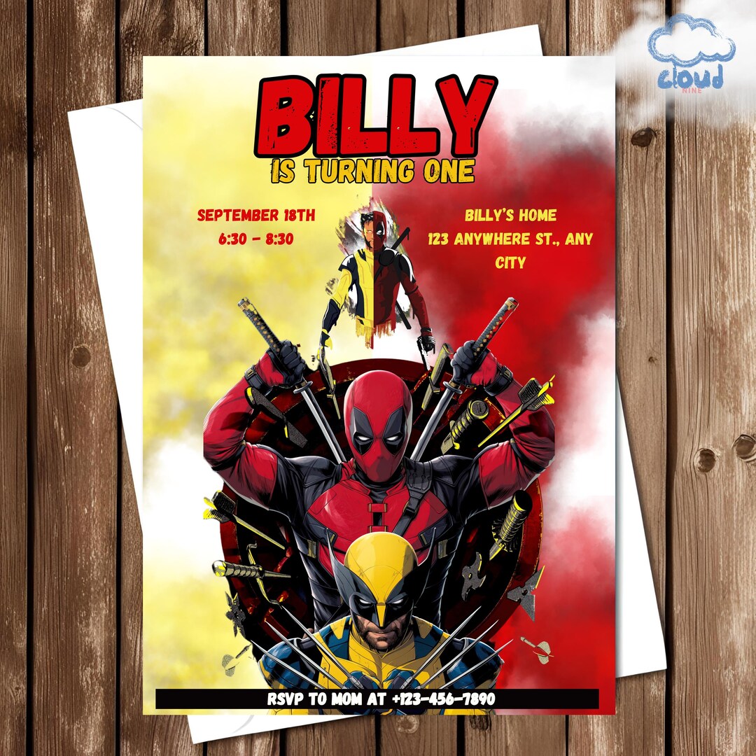 Deadpool and Wolverine Invitation, Superhero Bday Party, Deadpool ...