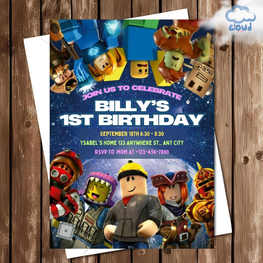 Editable ROBLOX Invitation, ROBLOX Bday Party, ROBLOX Birthday Invite ...