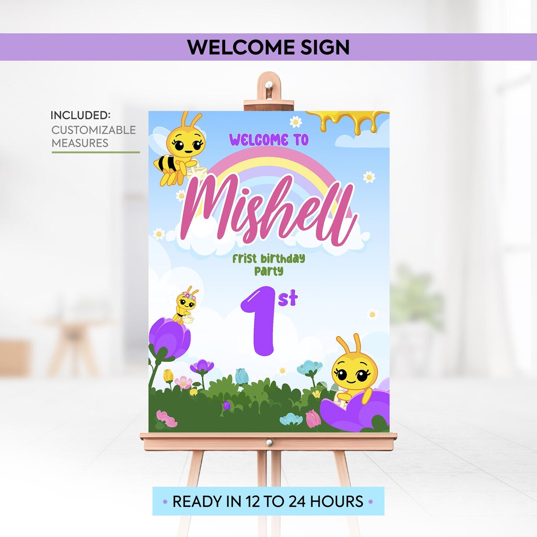 Little Bee Plim Plim Birthday Welcome Sign, Little Bee Birthday ...