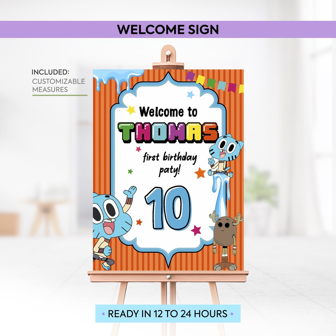 Gumball Birthday Welcome Sign, Digital and Printable, Gumball Welcome ...
