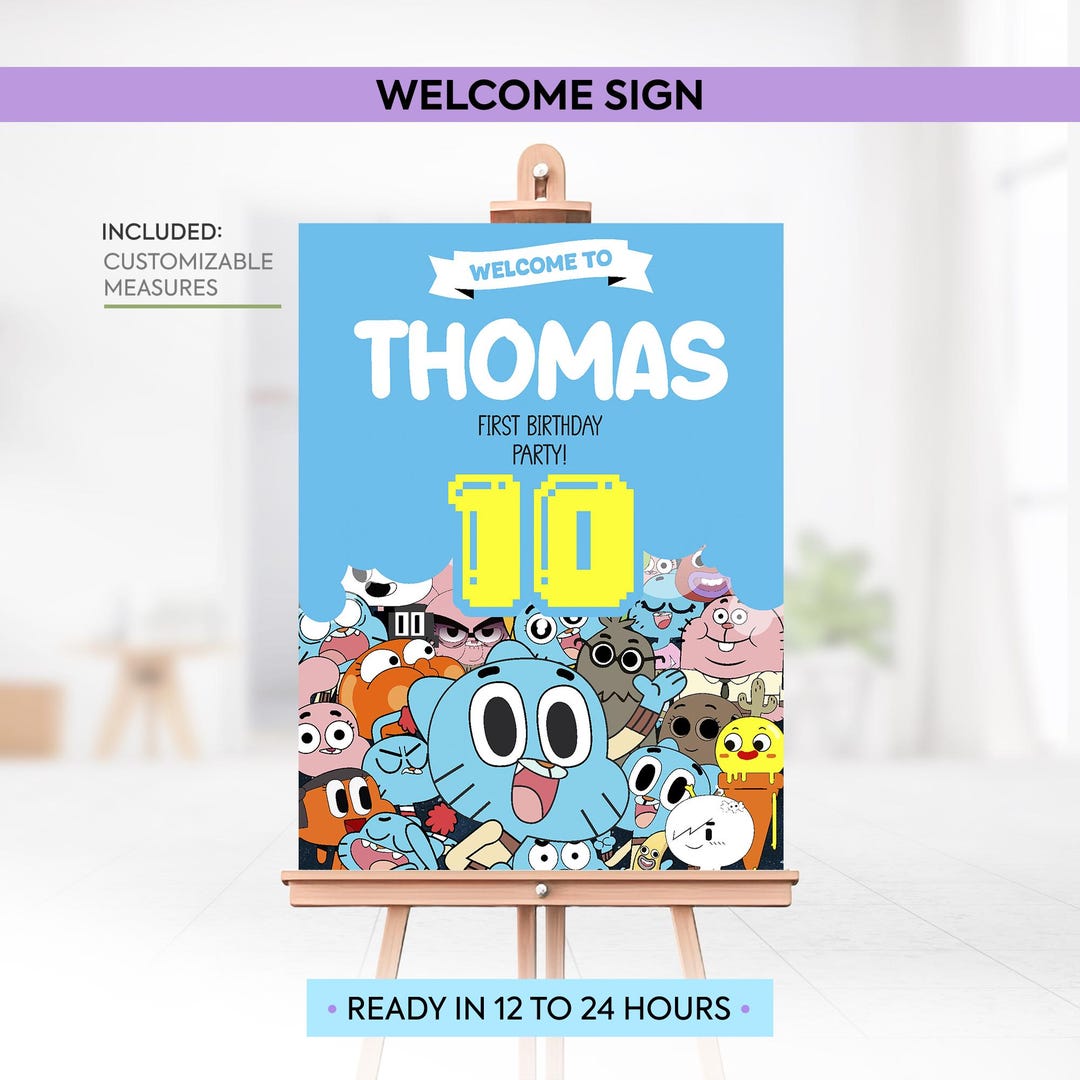 Gumball Birthday Welcome Sign, Digital and Printable, Gumball Welcome ...