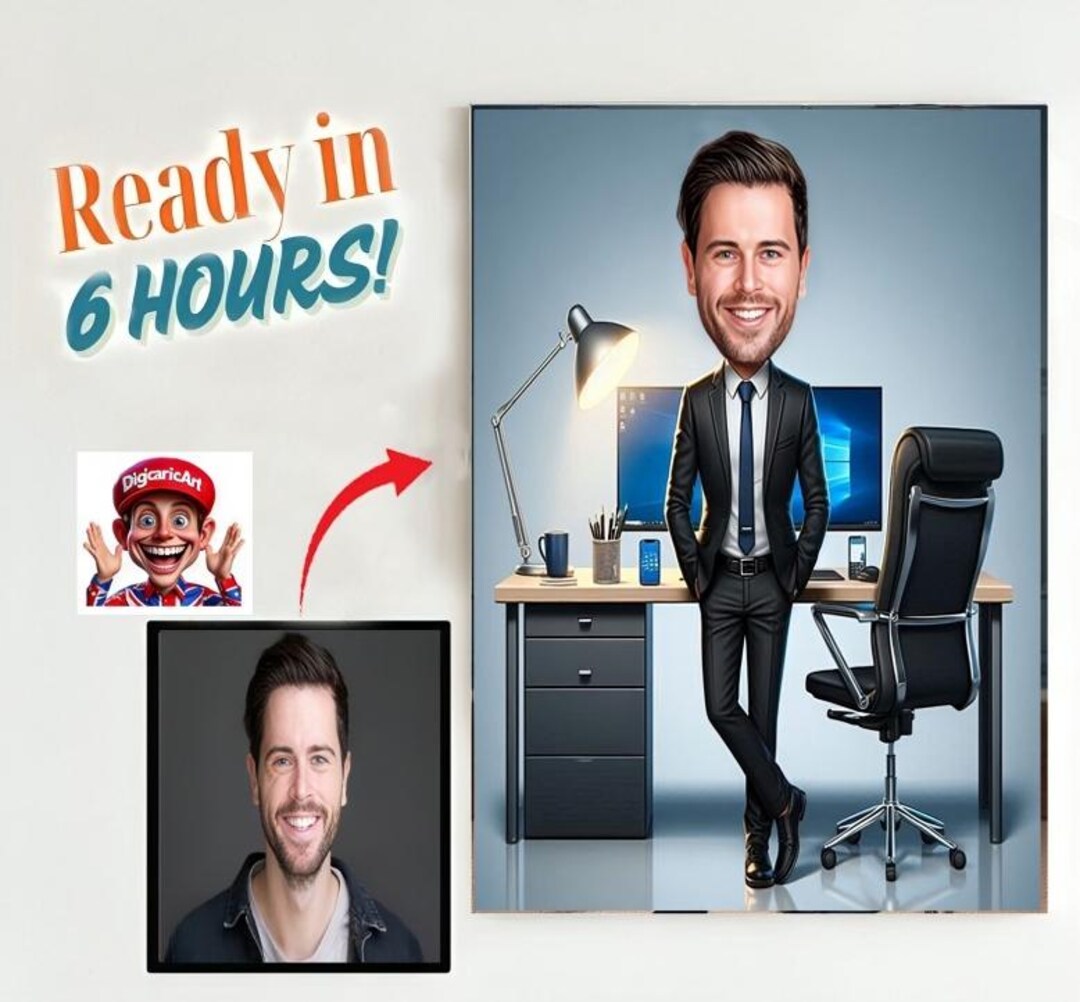 Personalized Cartoon Boss Portrait: Custom Office Gift - Etsy