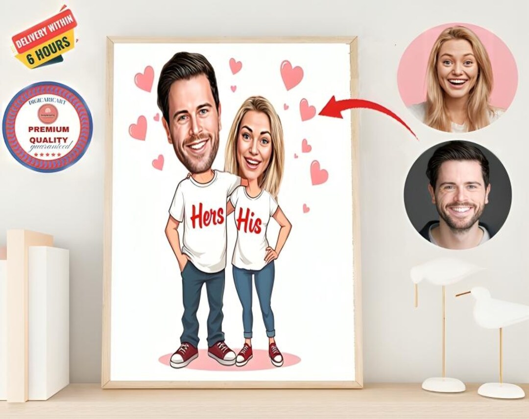 Custom Couple Cartoon Portrait, Couple Portrait, Couple Gift, Couple ...