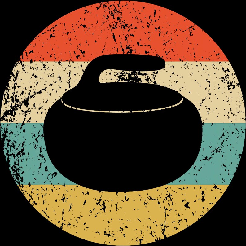File PNG Retro Curling Sunset Style | Vintage Curling Stone and Broom ...