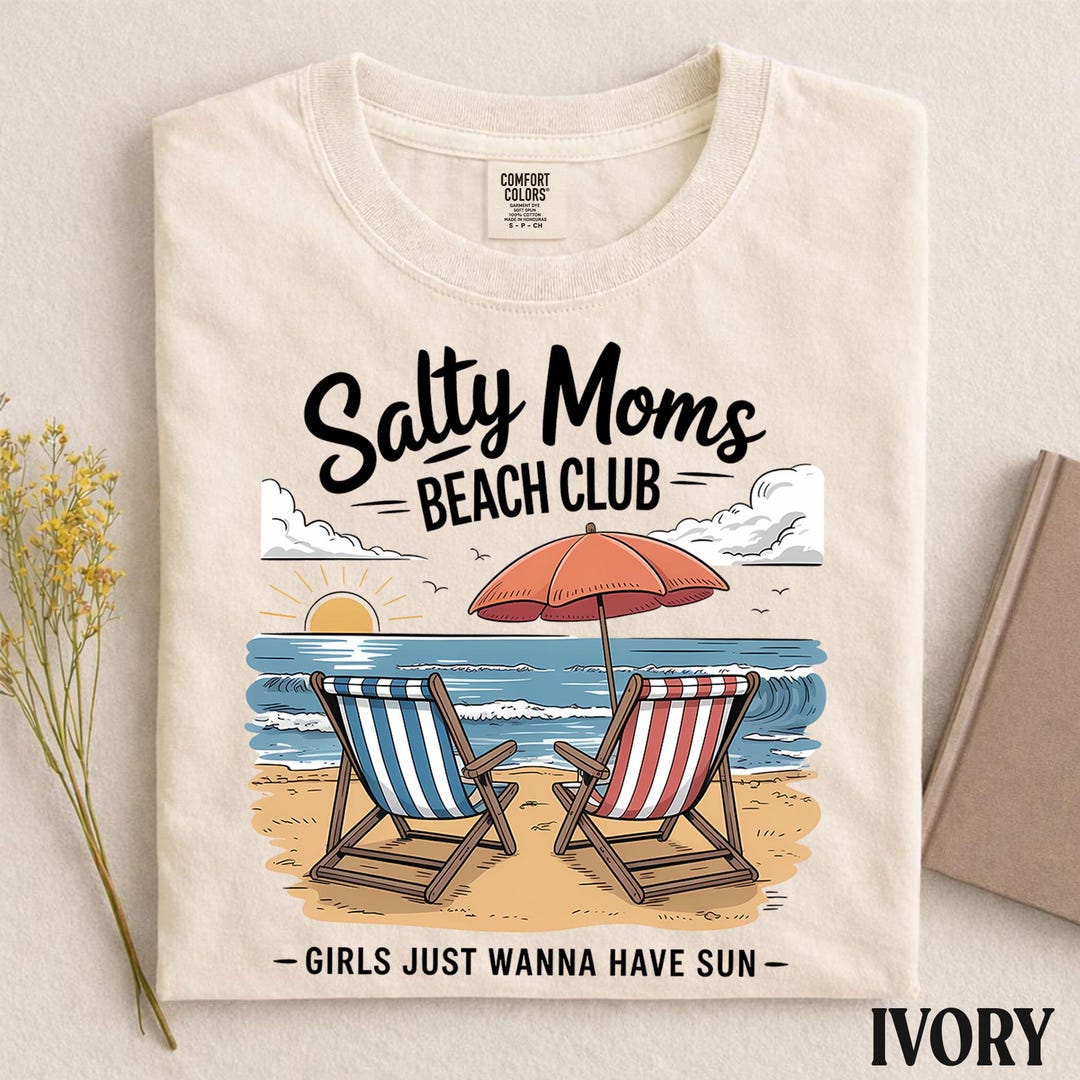 Comfort Colors Salty Moms Beach Club Shirt, Retro Summer Mom Tee, Girls ...