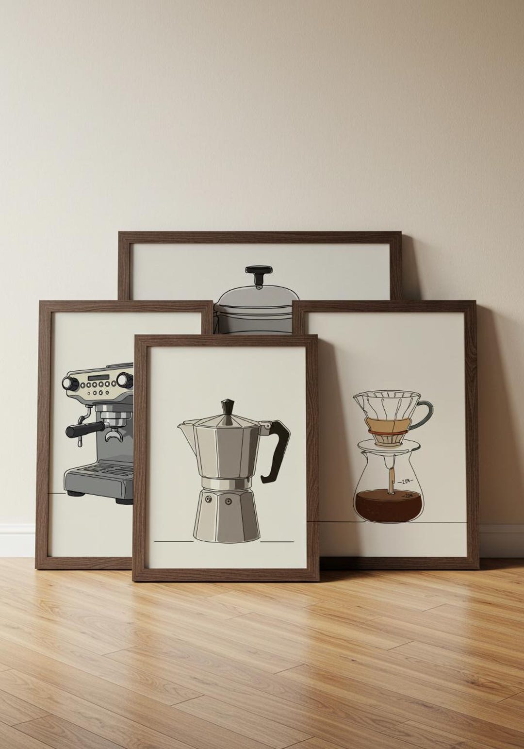 Set of 4 Coffee Prints, Modern Kitchen Home Decor, Coffee Kitchen Wall ...