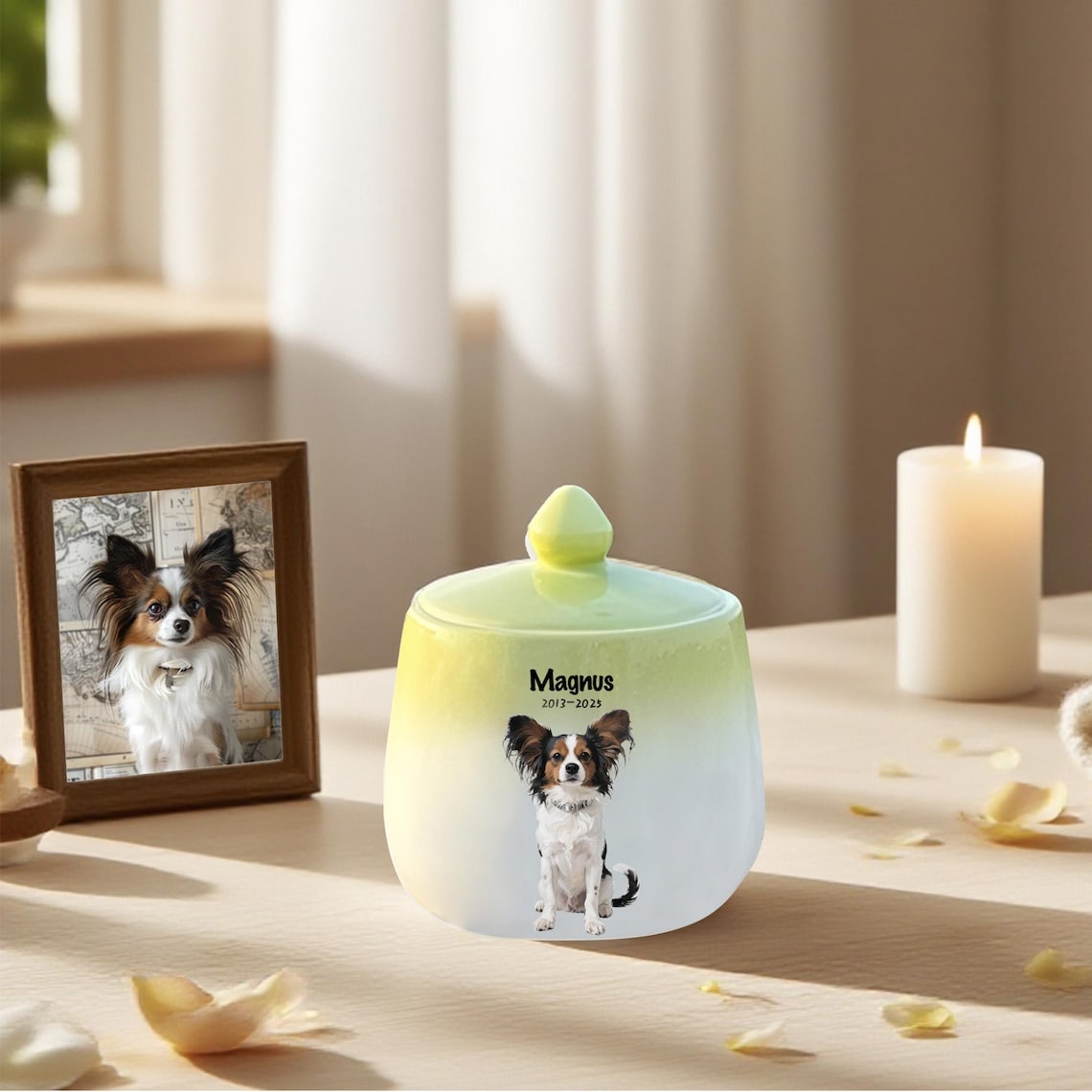 Personalized Dog Urn, Hand-painted Ceramic Portrait,name and Date ...