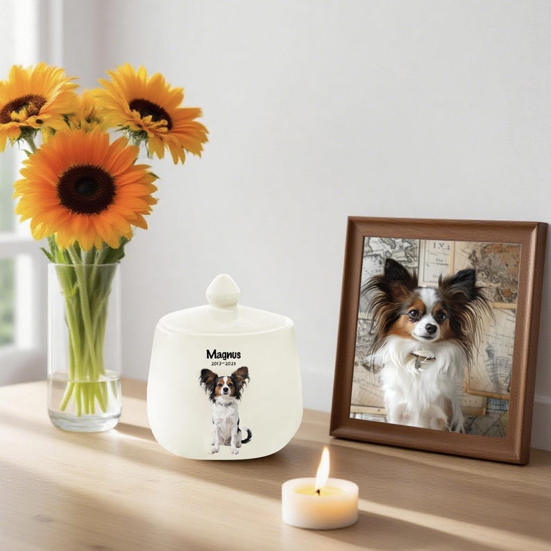 Personalized Dog Urn, Hand-painted Ceramic Portrait,name and Date ...